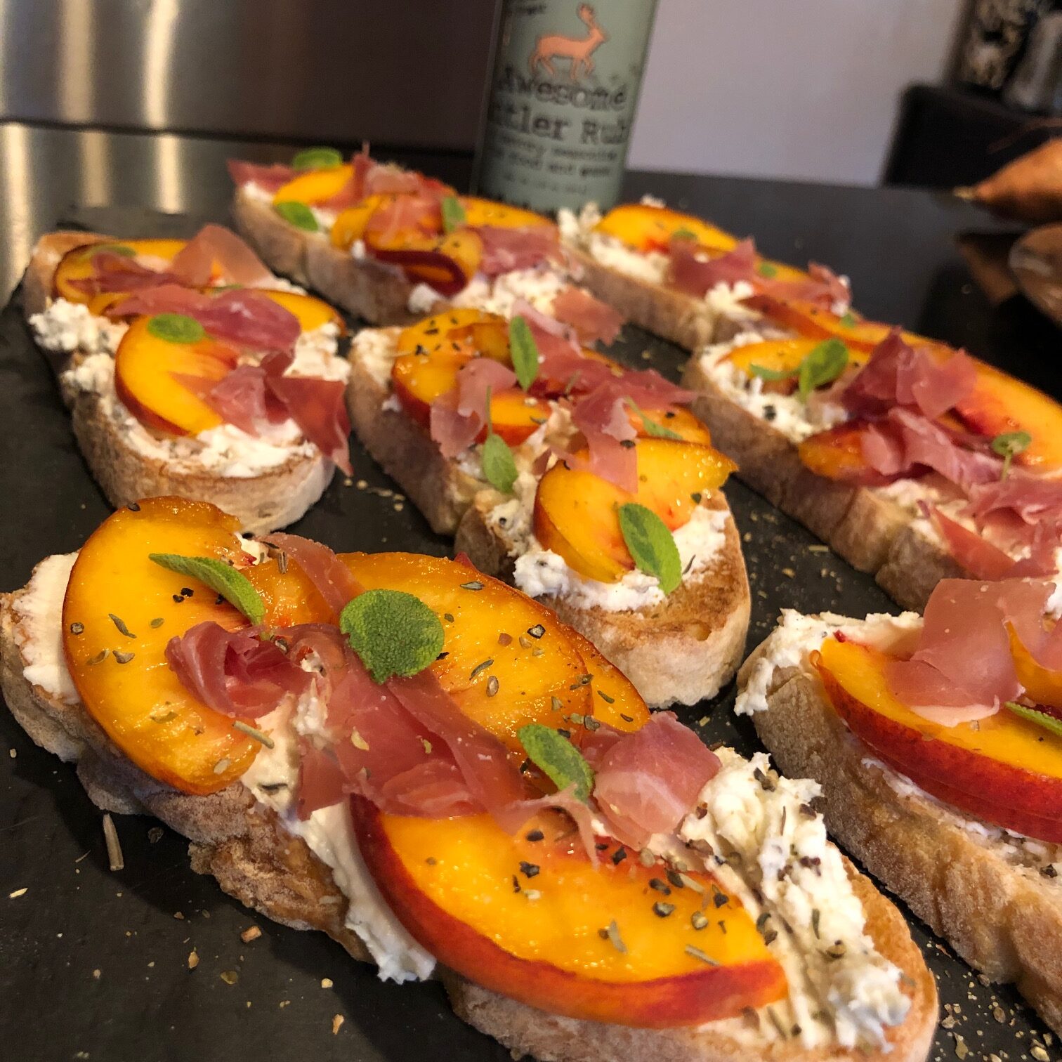 Savory Prosciutto and Peach Canapes - serves about 6 - Mom's Gourmet